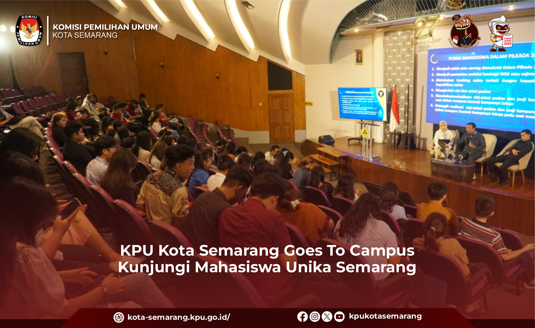 KPU KOTA-SEMARANG - KPU Kota Semarang Goes To Campus Kunjungi Mahasiswa Unika Semarang
